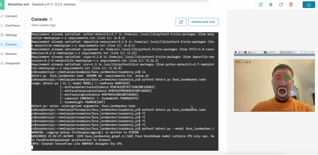 MediaPipe Computer Vision on Arm Virtual Hardware