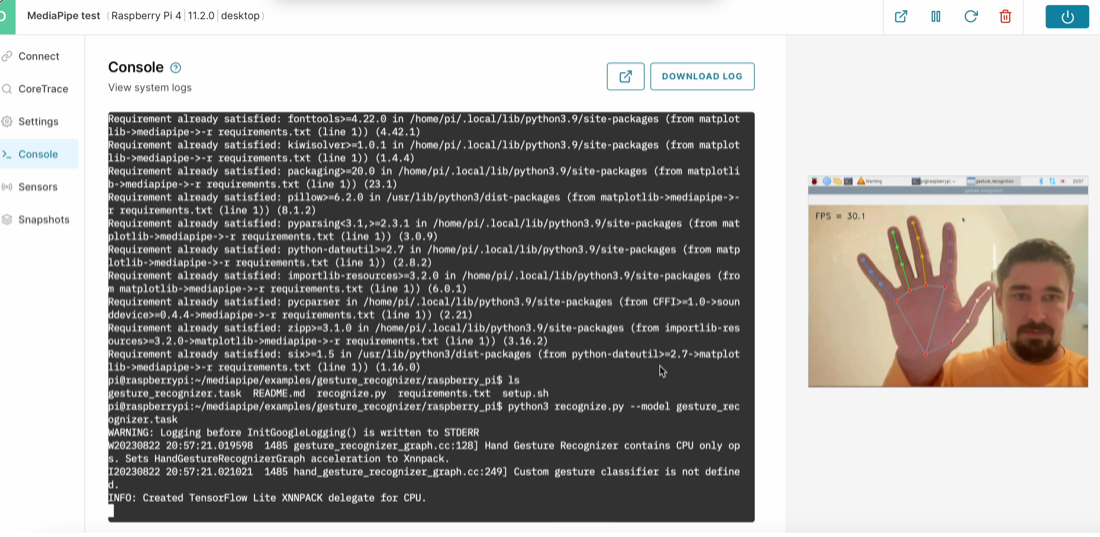 MediaPipe Computer Vision on Arm Virtual Hardware